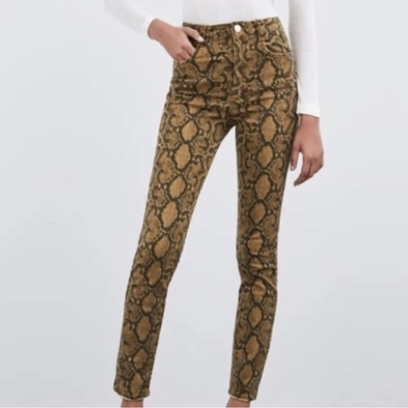 Zara | Jeans | Nwt Zara Python Snakeskin Print Brown High Rise Skinny Jeans Women Size 4 | Poshmark